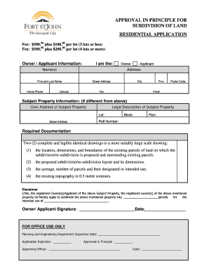 Fillable Online APPROVAL IN PRINCIPLE FOR SUBDIVISION OF LAND ...