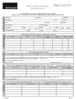 Fillable Online HSA Complete Employee Fax Email Print - pdfFiller