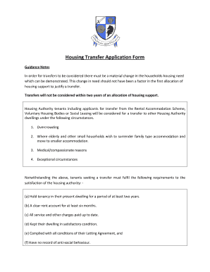 Fillable Online Housing Transfer Application Form - Monaghan Fax Email ...