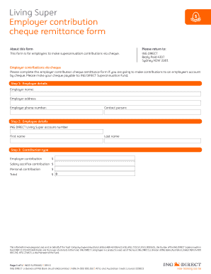 Fillable Online Living Super Employer contribution cheque remittance ...