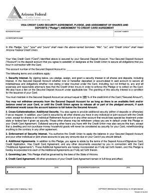 Fillable Online VISA CREDIT CARD SECURITY AGREEMENT, PLEDGE, AND ASSIGNMENT OF SHARES AND Fax ...