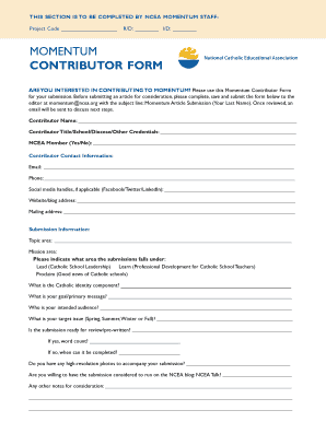 Fillable Online ncea MOMENTUM CONTRIBUTOR FORM - bnceaorgb Fax Email ...