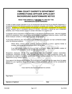 Fillable Online pimasheriff CORRECTIONS OFFICER APPLICANT BACKGROUND ...