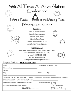 Fillable Online texas-al-anon 36th All Texas Al-Anon Alateen - texas-al ...