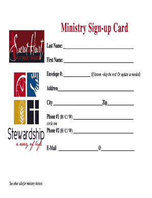 Fillable Online Ministry Signup Card Fax Email Print - pdfFiller