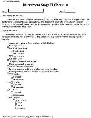Fillable Online Instrument Stage II Checklist Fax Email Print - pdfFiller