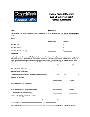Fillable Online forsythtech AssetsInvestments Form Fax Email Print - pdfFiller