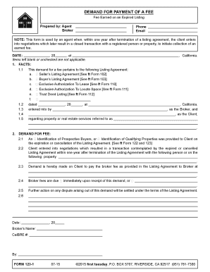 Fillable Online firsttuesday DEMAND FOR PAYMENT OF A FEE - first tuesday Fax Email Print - pdfFiller