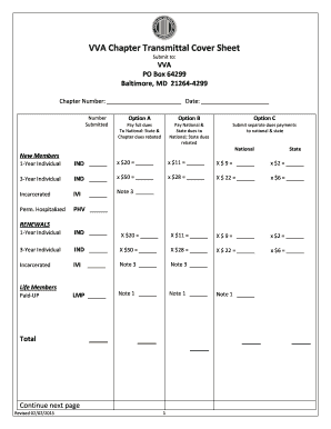 Fillable Online vva VVA Chapter Transmittal Cover Sheet Fax Email Print ...