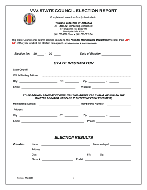 Fillable Online vva VVA State Council Election Report Fax Email Print ...