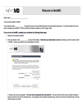 Fillable Online Welcome to NextMD Fax Email Print - pdfFiller