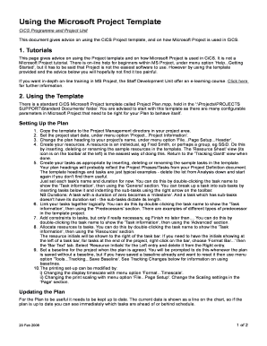 Fillable Online Using the Microsoft Project Template Fax Email Print ...