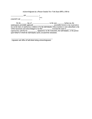 Fillable Online Acknowledgment by a Person Outside New York State RPL ...