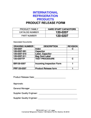 Fillable Online PRODUCT RELEASE FORM - Supco Fax Email Print - pdfFiller