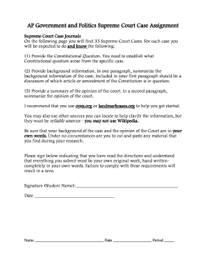 Fillable Online AP Government and Politics Supreme Court Case ...