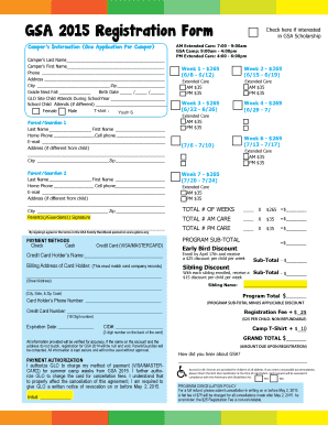Fillable Online gloinc GSA 2015 Registration Form - Growth amp Learning ...