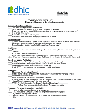 Fillable Online dhic DOCUMENTATION CHECK LIST - bdhicorgb Fax Email ...