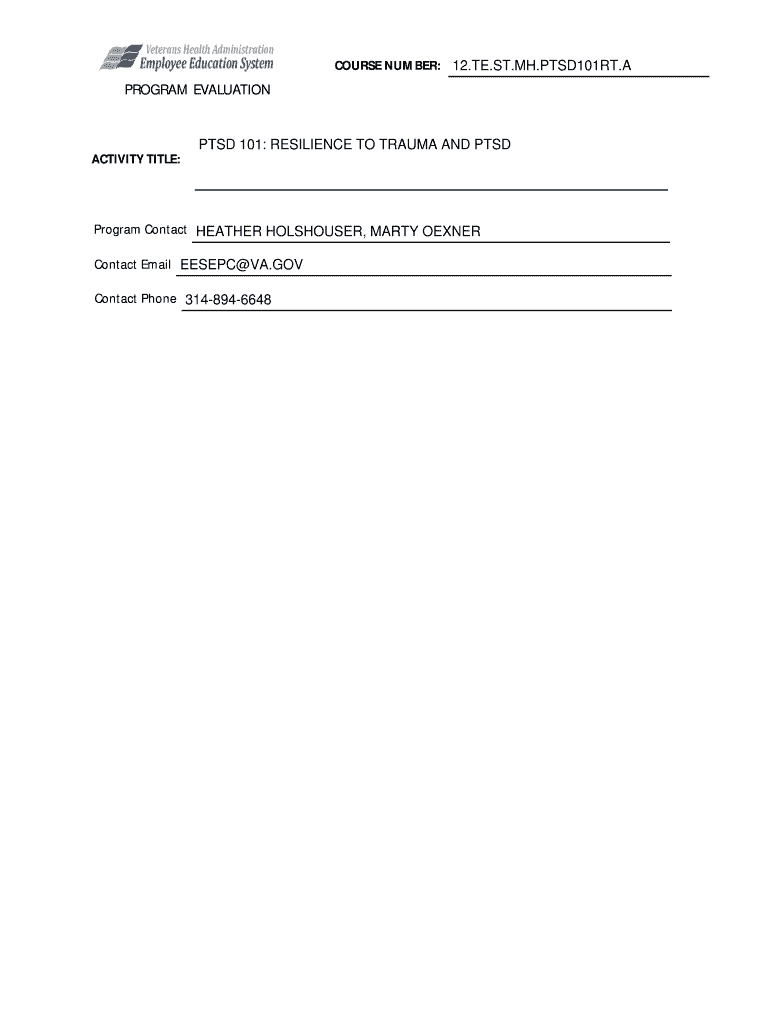 Fillable Online ptsd va Evaluation RESILIENCE TO TRAUMA AND PTSD - ptsd ...