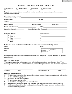 Fillable Online REQUEST TO USE USD 320 FACILITIES Fax Email Print ...