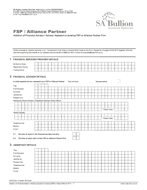 Fillable Online Addition of Financial Advisor and Assistant Form Fax ...