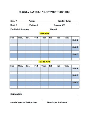 Fillable Online Bi-Wkly Payroll Adjustment Voucher Fax Email Print - pdfFiller