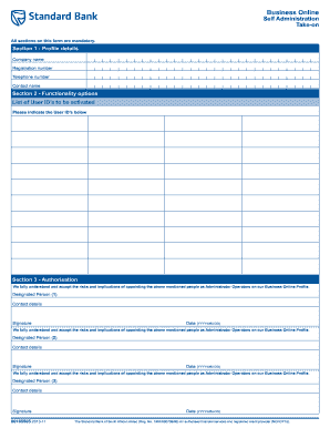 Fillable Online Business Online Self Administration Take-on Fax Email ...