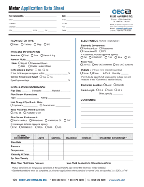 Fillable Online OECFH Meter Application Data Sheet. Fillable Form for ...