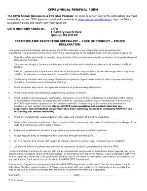 Fillable Online CFPS Annual Renewal Form Fax Email Print - pdfFiller