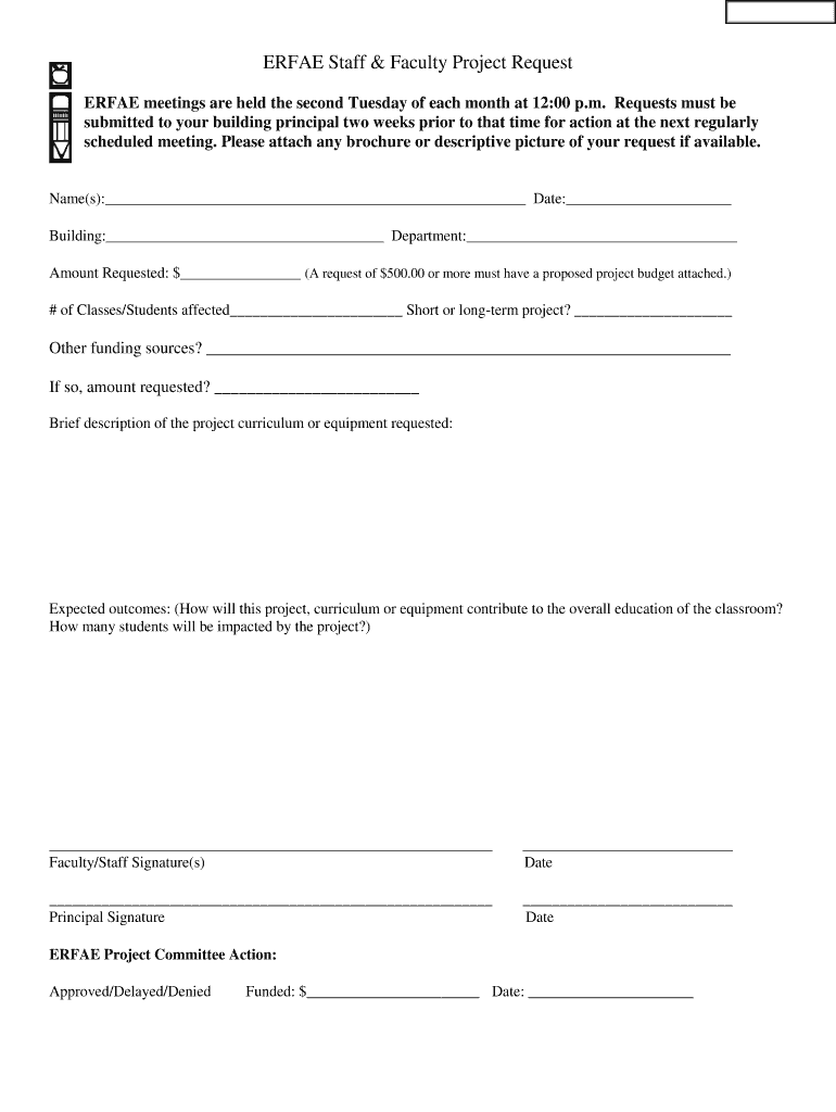 Fillable Online ERFAE Staff Faculty Project Request Fax Email Print ...