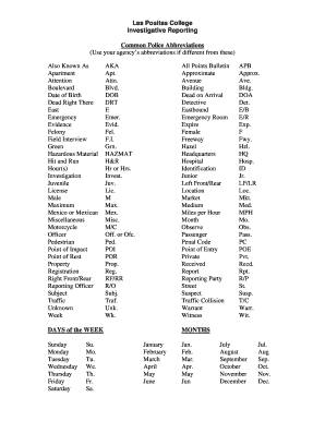 Fillable Online Common Police Abbreviations Fax Email Print - pdfFiller