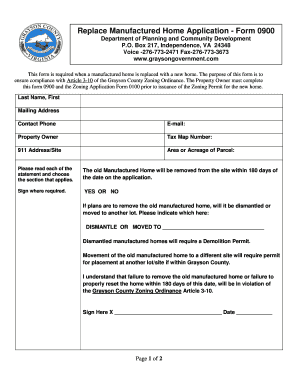 Fillable Online Replace Manufactured Home Application - Form 0900 Fax Email Print - pdfFiller
