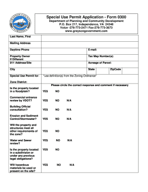 Fillable Online Special Use Permit Application - Form 0300 Fax Email ...