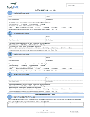 Fillable Online Authorized Employee List 1 Authorized Employee 1 Fax ...