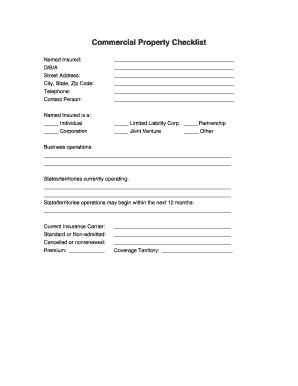 Fillable Online Commercial Property Checklist - s CIC Fax Email Print ...