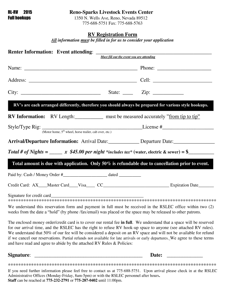 Fillable Online RENO LIVESTOCK EVENTS CENTER - bVisitRenoTahoecomb Fax ...