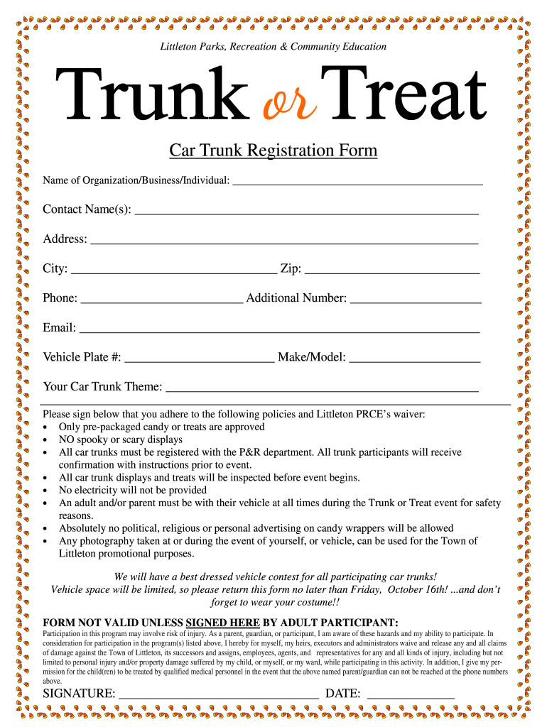 Trunk Or Treat Sign Up Sheet Fill Online Printable Fillable Blank 