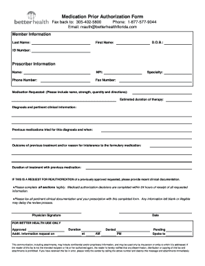 Fillable Online Medication Prior Authorization Form - Better Health Fax ...