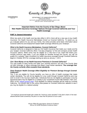 Fillable Online Affordable Care Act Letter - County of San Diego Fax ...