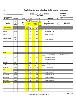 Fillable Online esc17 1 CE Daily Food Production Record for Food-Based ...