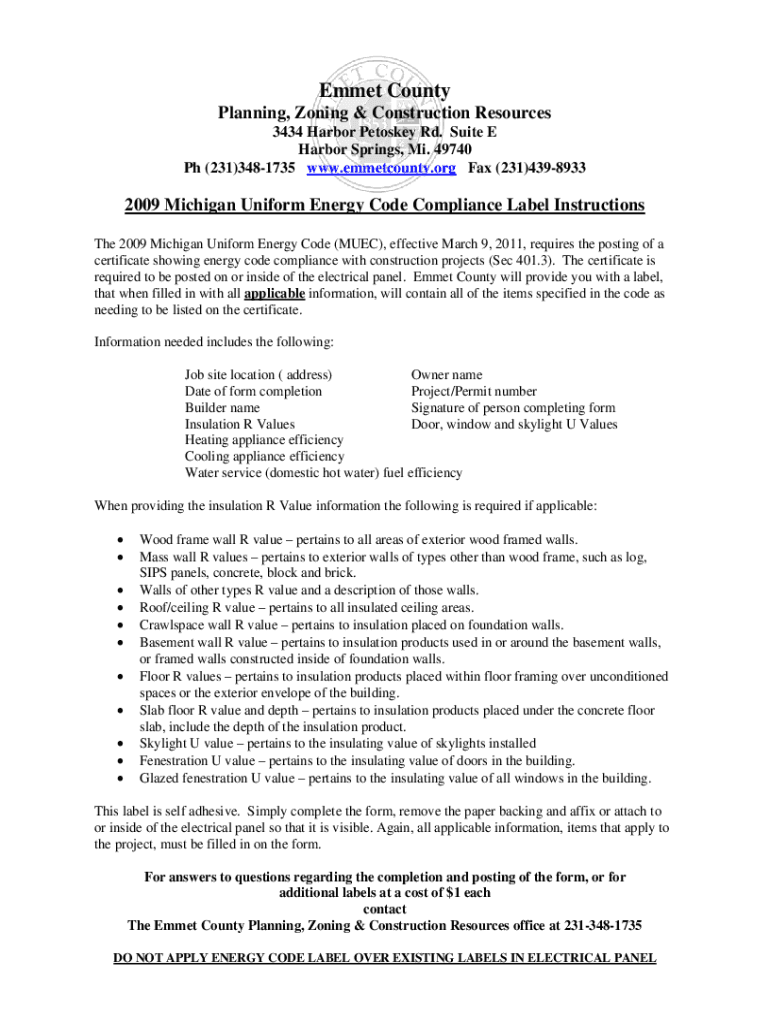 Fillable Online Planning, Zoning & Construction Resources - Emmet ...