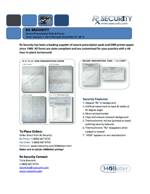 Fillable Online tachc RX SECURITY SecurePrescription Pads Forms - tachc ...