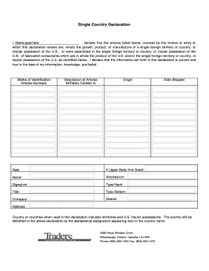 Fillable Online Single Country Declaration - btraderscbcomb Fax Email ...