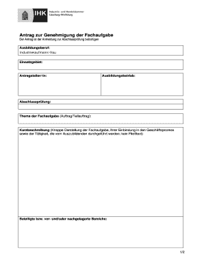 Ausfüllbar Online ihk-lueneburg Antrag zur Genehmigung der Fachaufgabe - IHK Lneburg-Wolfsburg ...