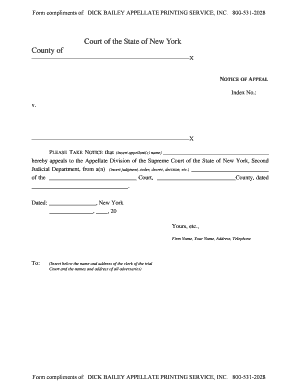 Fillable Online Appellate Division Second Department Notice of Appeal ...