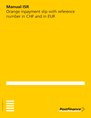 Fillable Online postfinance Manual ISR Manual ISR Orange inpayment slip ...