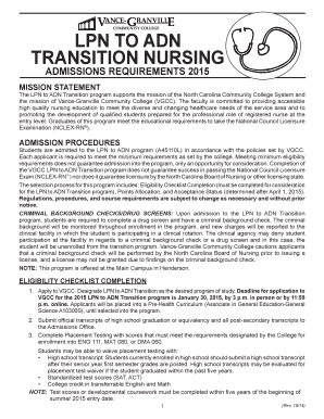 Fillable Online vgcc LPN TO ADN TRANSITION NURSING - Vance-Granville ...