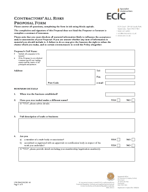 Fillable Online Contractors all risks proposal form - ECIC Fax Email ...