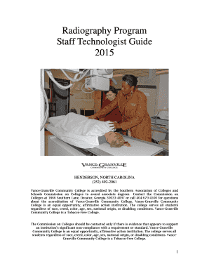 Fillable Online vgcc Radiography Program Staff Technologist Guide 2015 Fax Email Print - pdfFiller