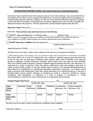 Fillable Online nclmft Name of required SUPERVISION REPORT FORM - Post ...