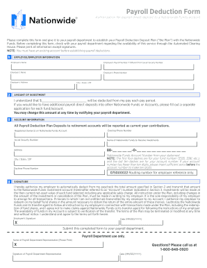 Fillable Online Payroll Deduction Form - Nationwide Financial Fax Email Print - pdfFiller